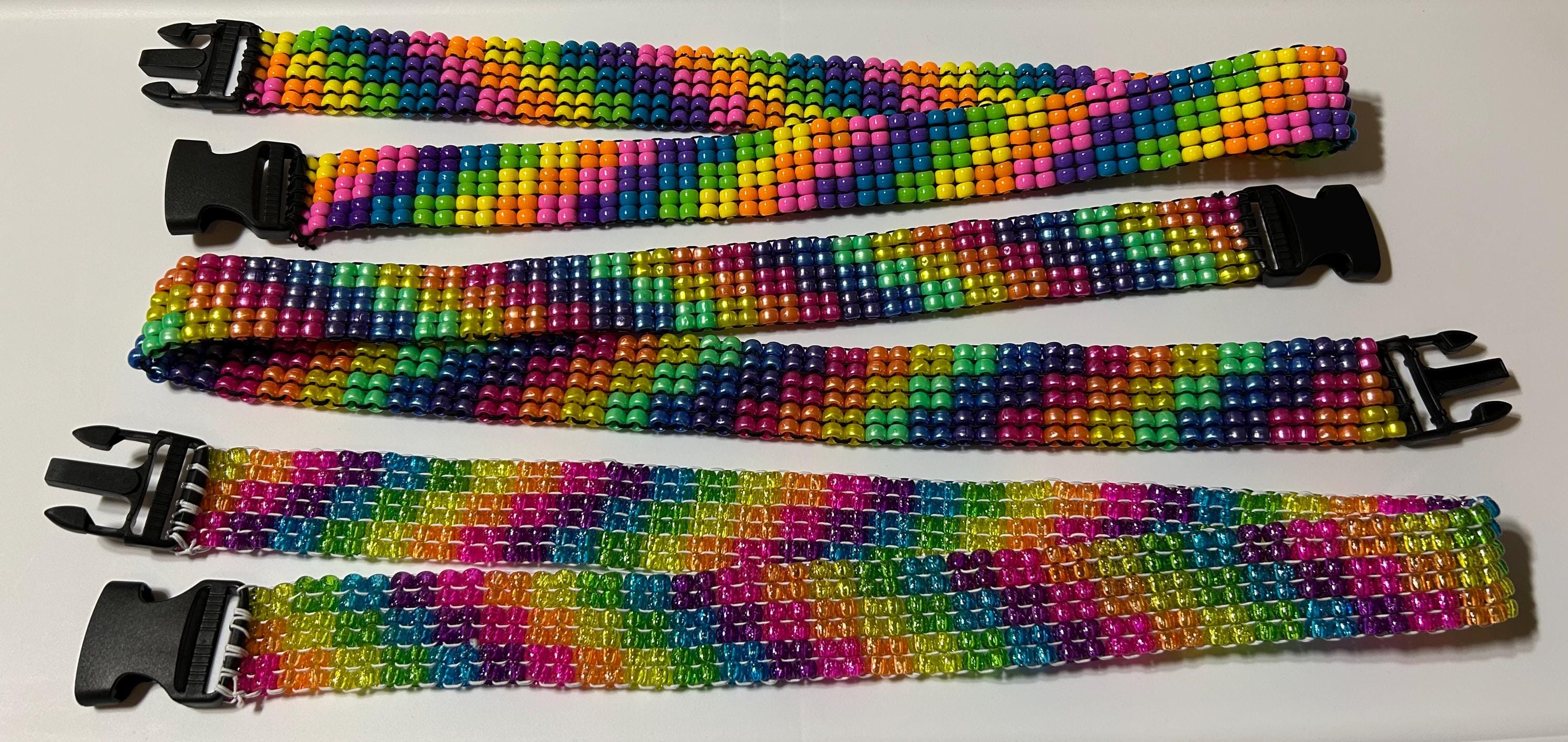 Rainbow 90's Nostalgia Opaque Pearl Glitter Kandi Belt Scenecore - Etsy