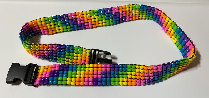 Rainbow 90's Nostalgia Opaque Pearl Glitter Kandi Belt Scenecore - Etsy