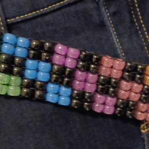 Black and Rainbow Checkered Kandi Belt Opaque and Glow in the Dark - Etsy