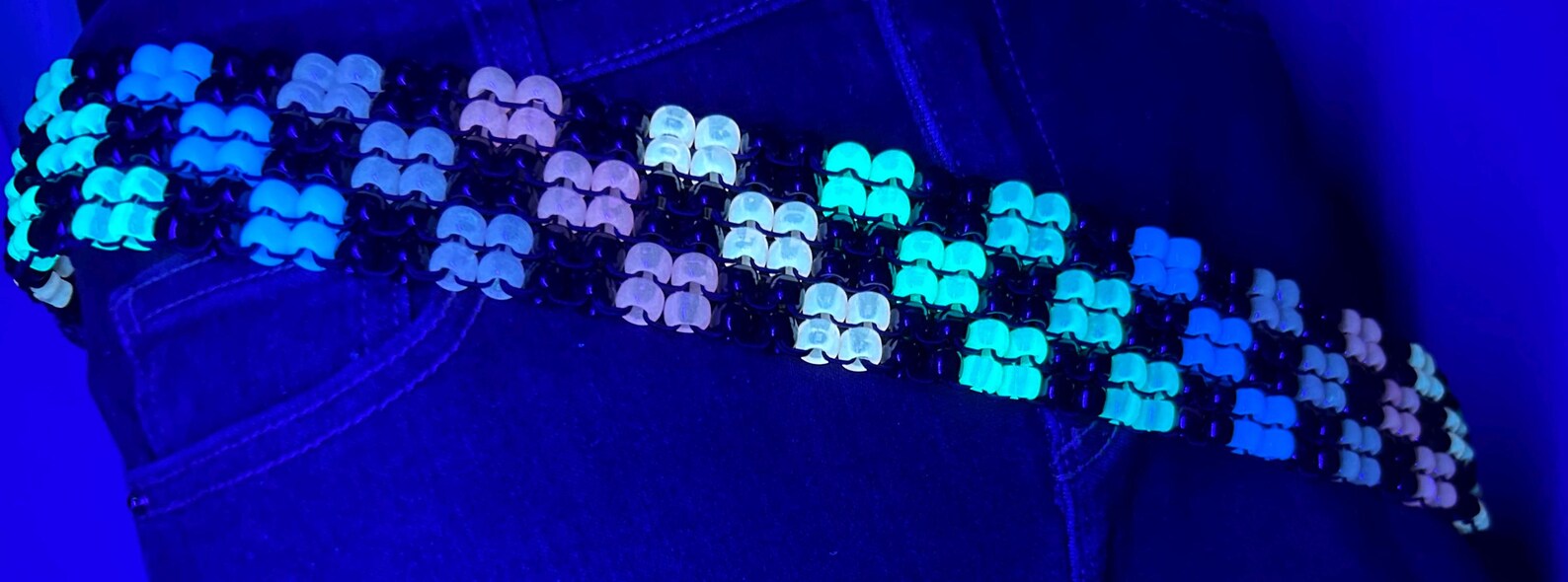 Black and Rainbow Checkered Kandi Belt Opaque, Glow in the Dark ...