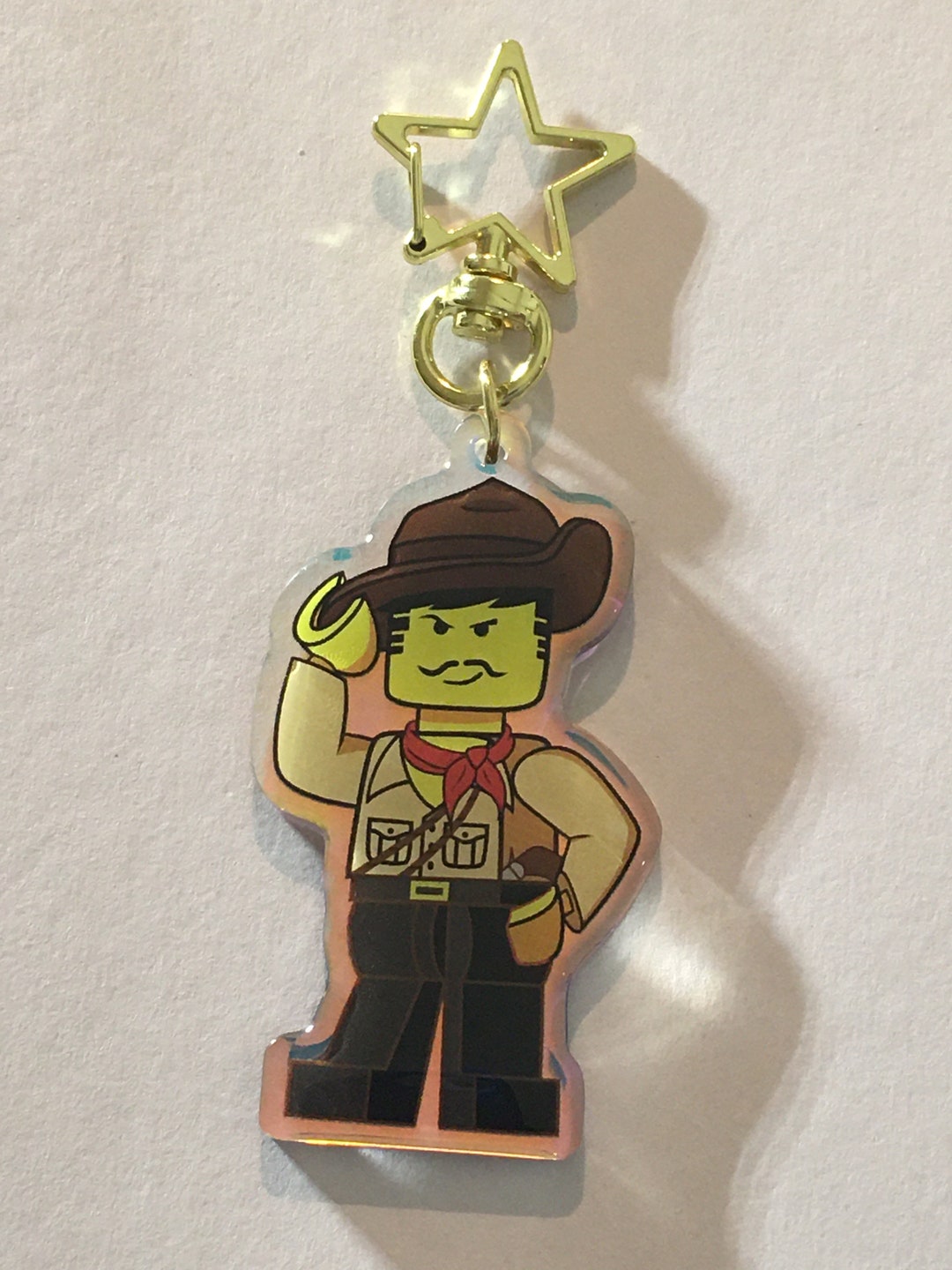 Rainbow Acrylic LEGO Adventurers Johnny Thunder Keychain Charm - Etsy