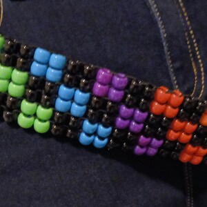 Black and Rainbow Checkered Kandi Belt Opaque and Glow in the Dark - Etsy