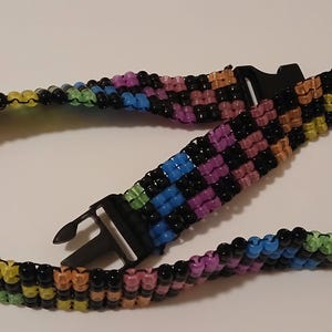 Black and Rainbow Checkered Kandi Belt Opaque and Glow in the Dark - Etsy