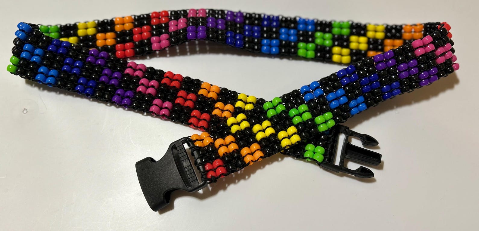 Black and Rainbow Checkered Kandi Belt Opaque, Glow in the Dark ...