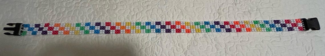 White and Rainbow Checkered Kandi Belt Opaque - Etsy