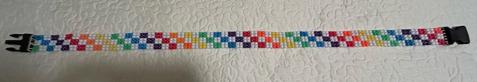White and Rainbow Checkered Kandi Belt Opaque - Etsy