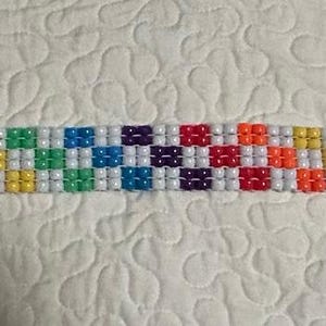 White and Rainbow Checkered Kandi Belt Opaque - Etsy