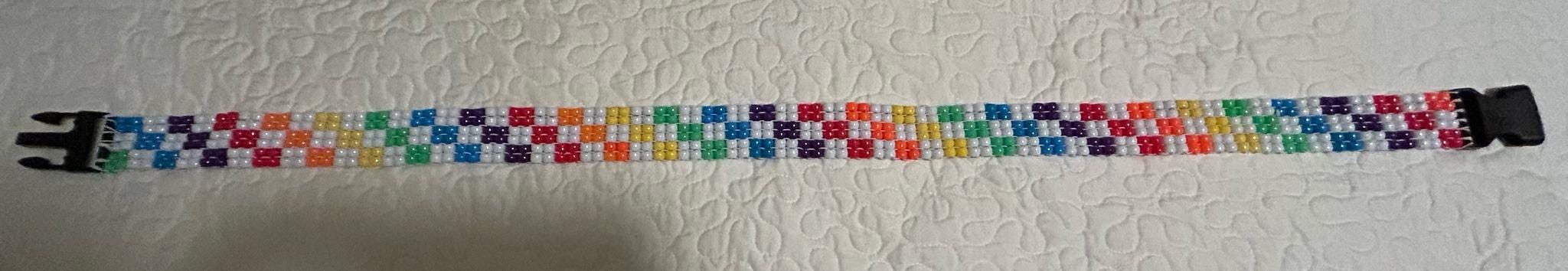 White and Rainbow Checkered Kandi Belt Opaque - Etsy