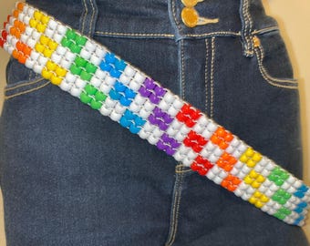 Black and Rainbow Checkered Kandi Belt Opaque and Glow in the Dark - Etsy