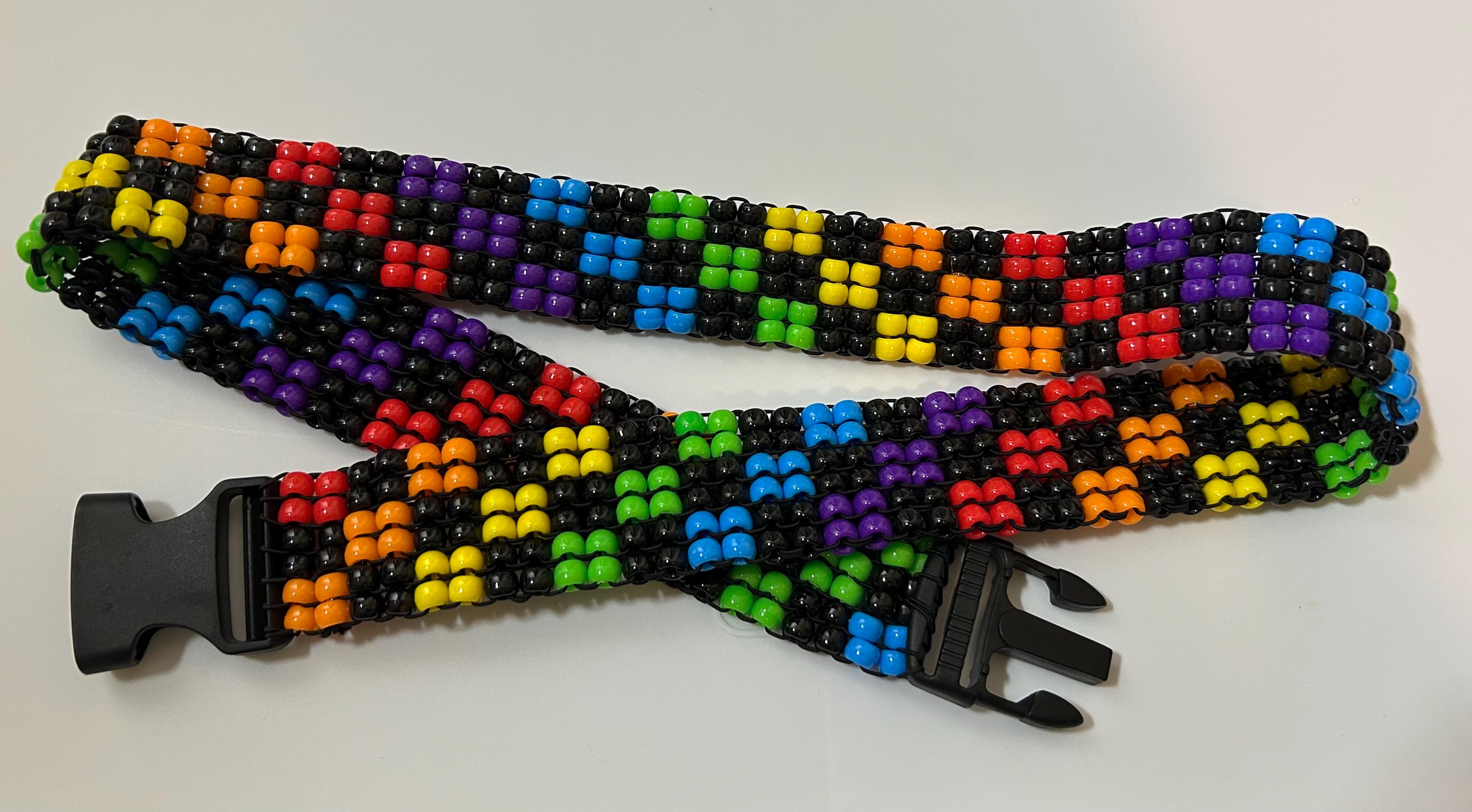 Black and Rainbow Checkered Kandi Belt Opaque, Glow in the Dark ...