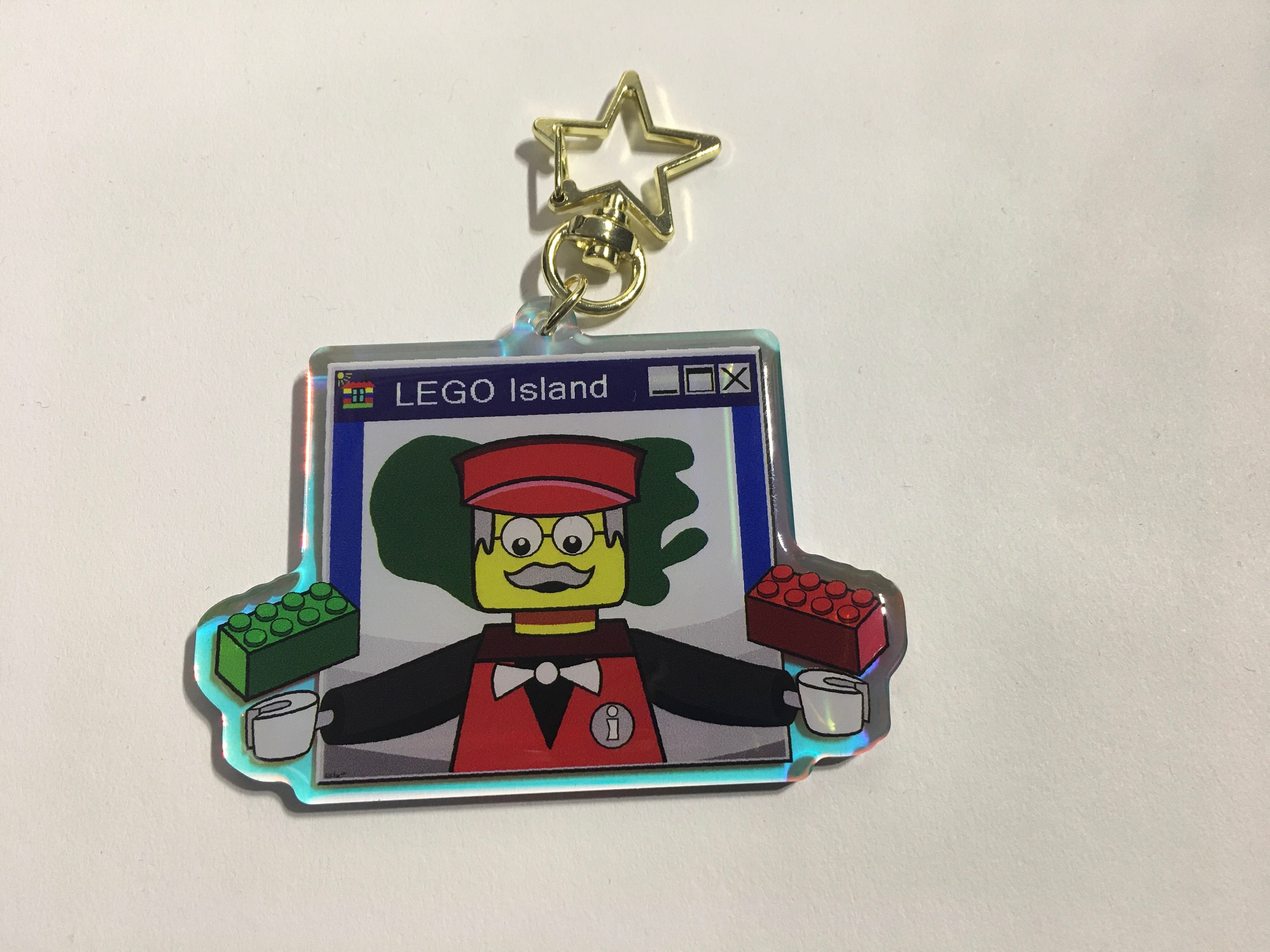 Rainbow Acrylic LEGO Island Infomaniac Keychain Charm - Etsy