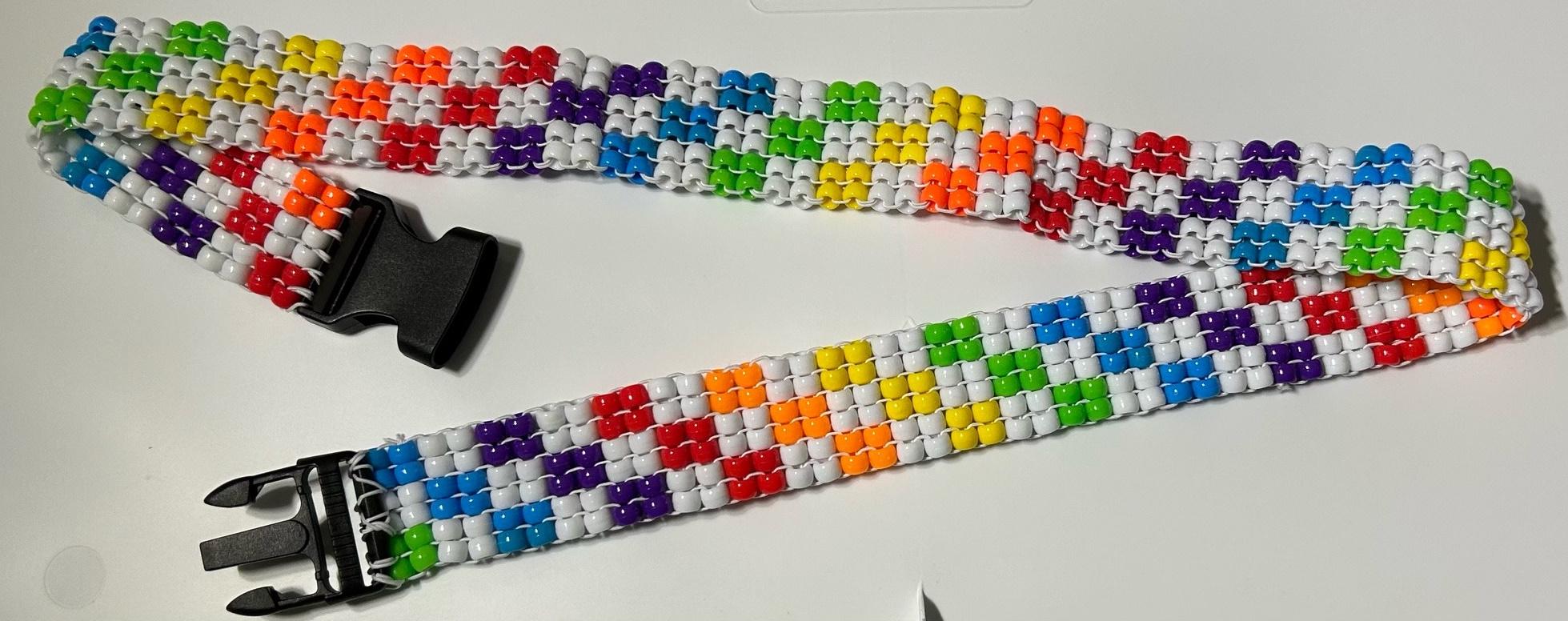 White and Rainbow Checkered Kandi Belt Opaque - Etsy