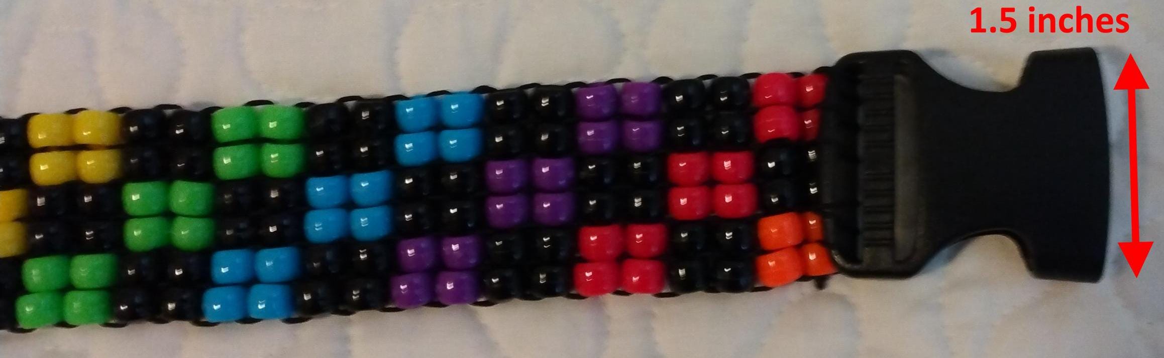 Black and Rainbow Checkered Kandi Belt Opaque, Glow in the Dark ...