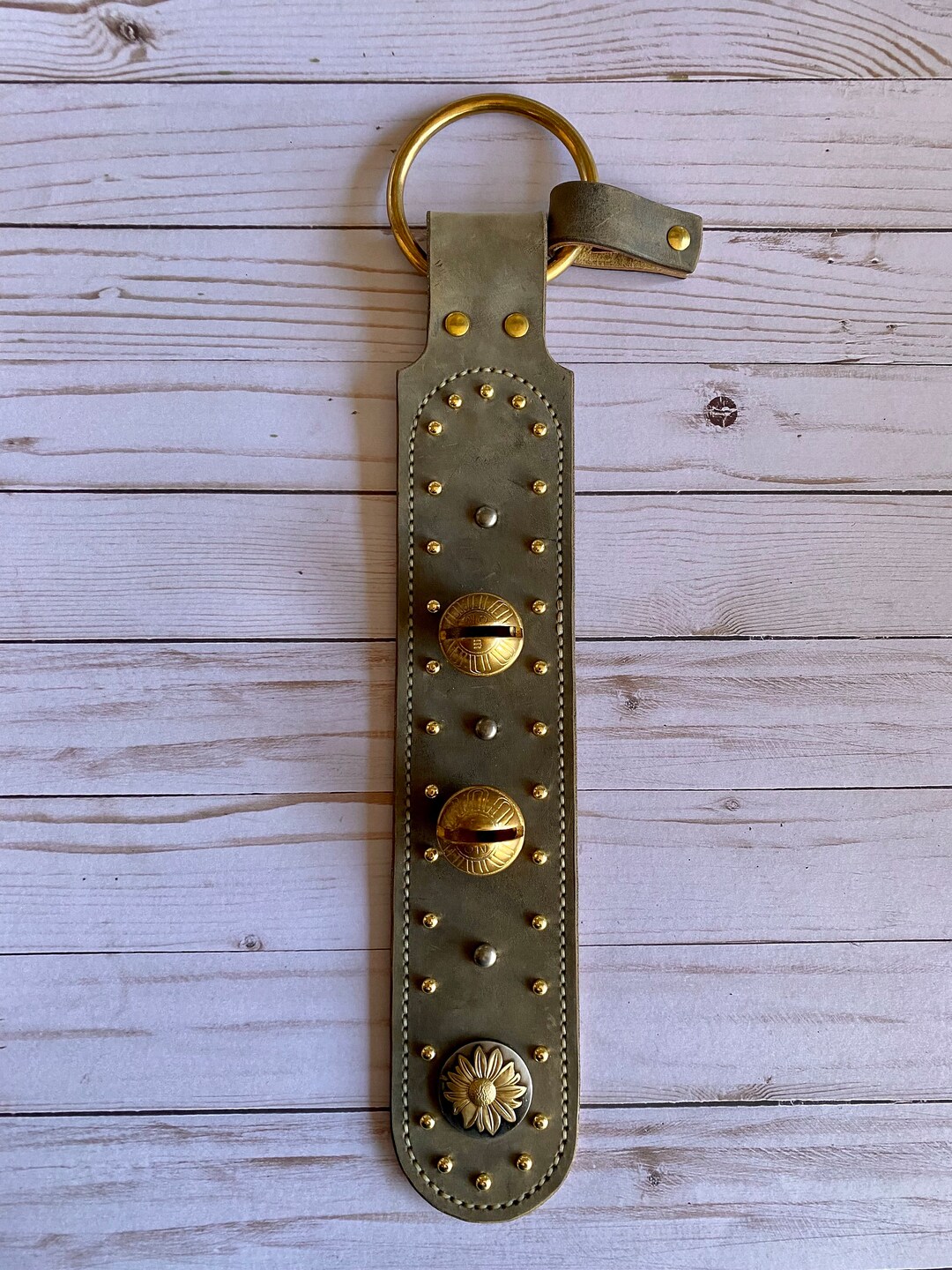 IAN Leather Sleigh Bell Door Hanger - Etsy