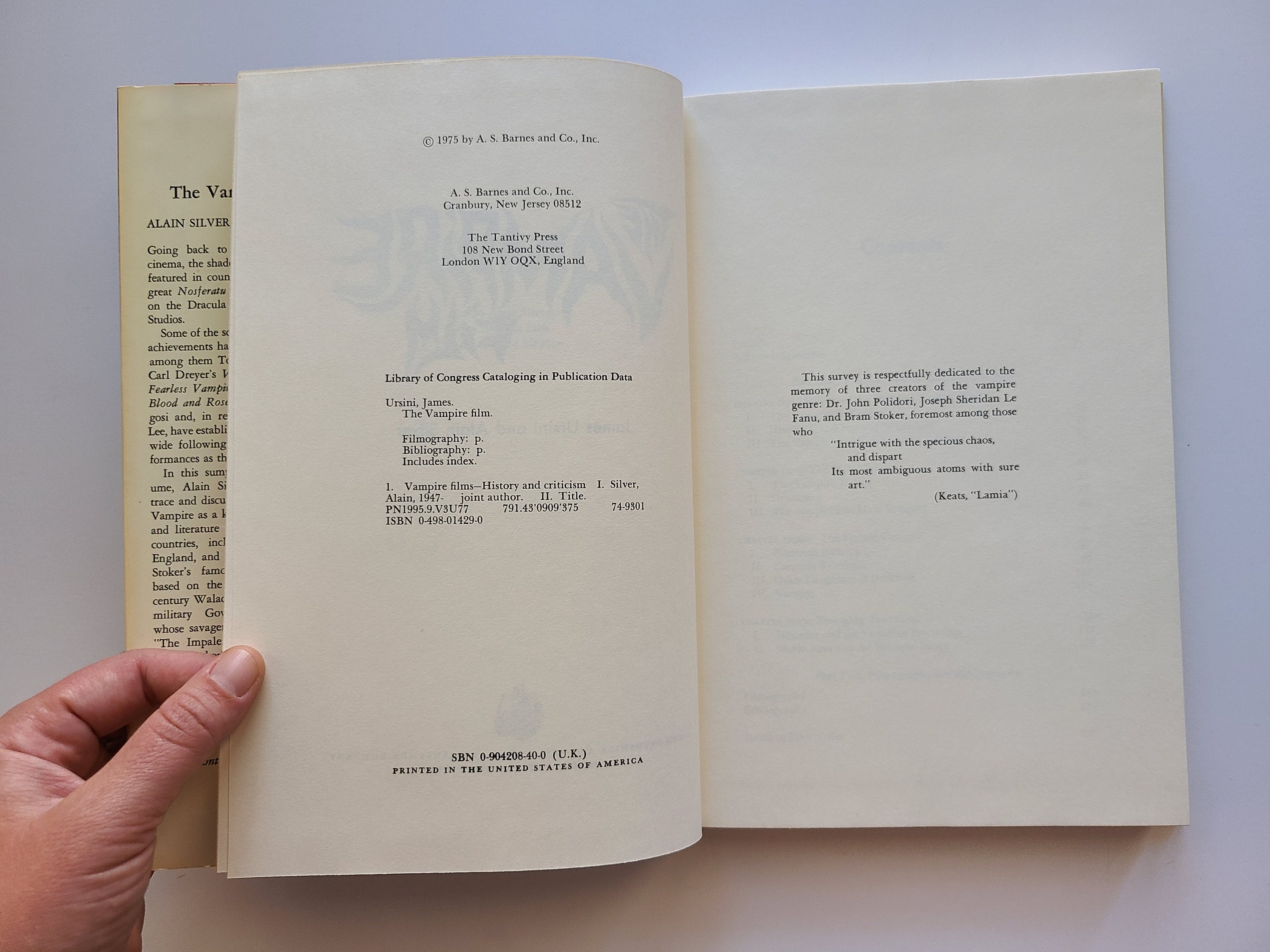 The Vampire Film by James Ursini and Alain Silver / Vampires in Film ...