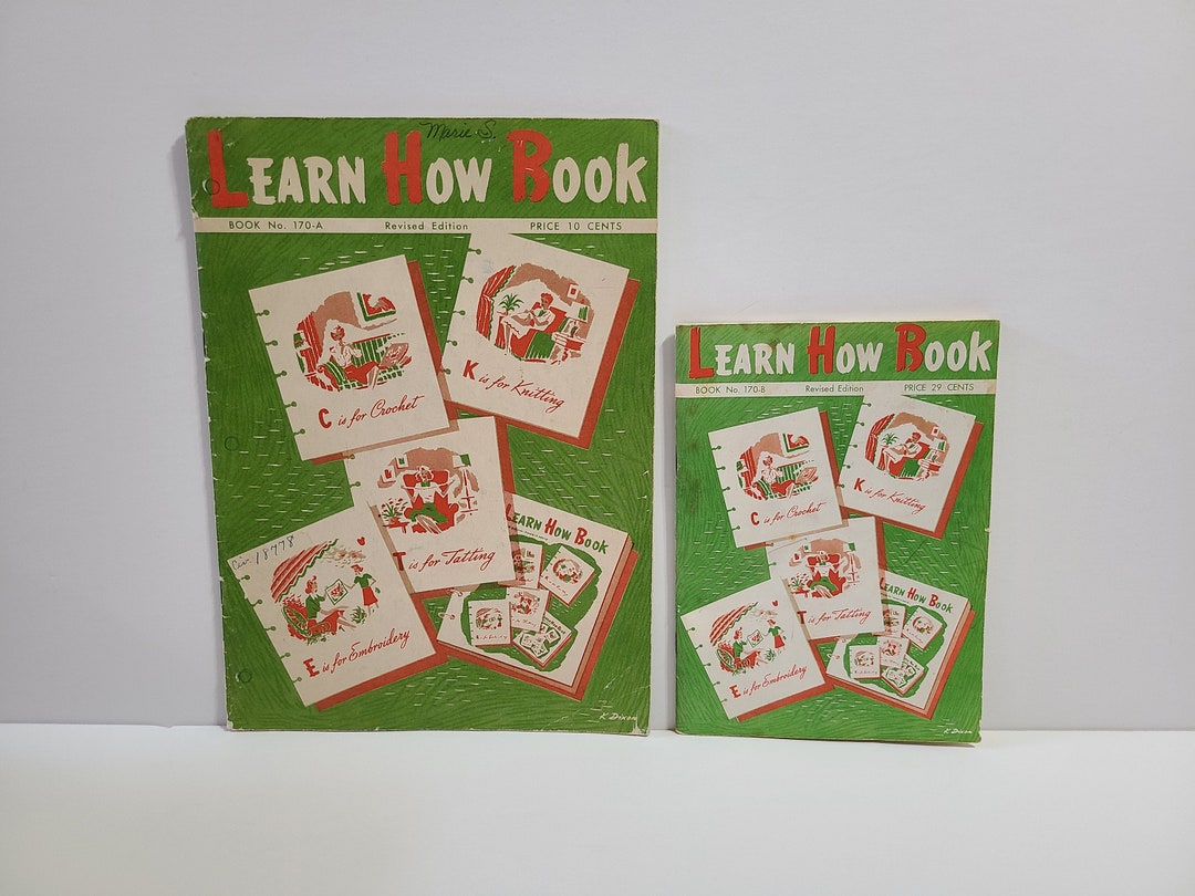 Set of 2 Vintage 50s Learn How Books Crochet, Knitting, Tatting and ...
