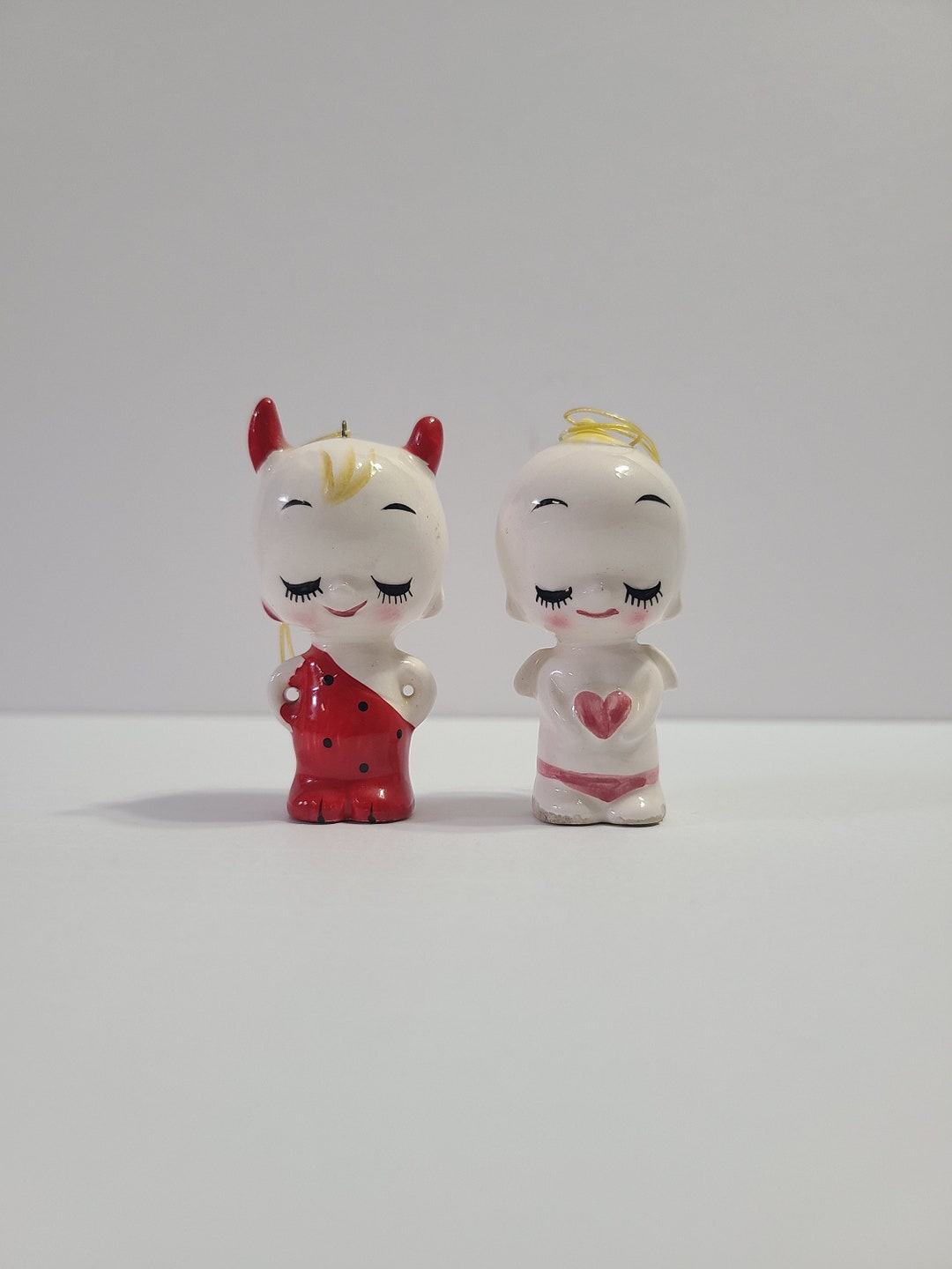 Vintage Naito Rune Angel and Devil Ceramic Ornaments - Made in Japan - Etsy