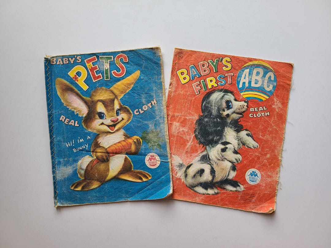 Vintage Baby's First ABC / Baby's Pets / Real Cloth Books / Set of Baby ...