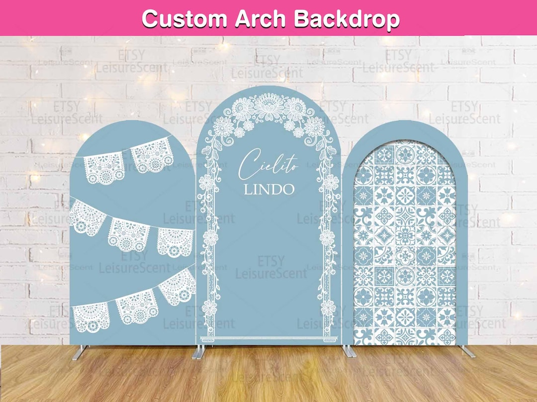 Cielito Lindo Baby Shower Arch Backdrop Cover Stand Dusty Blue Girl ...