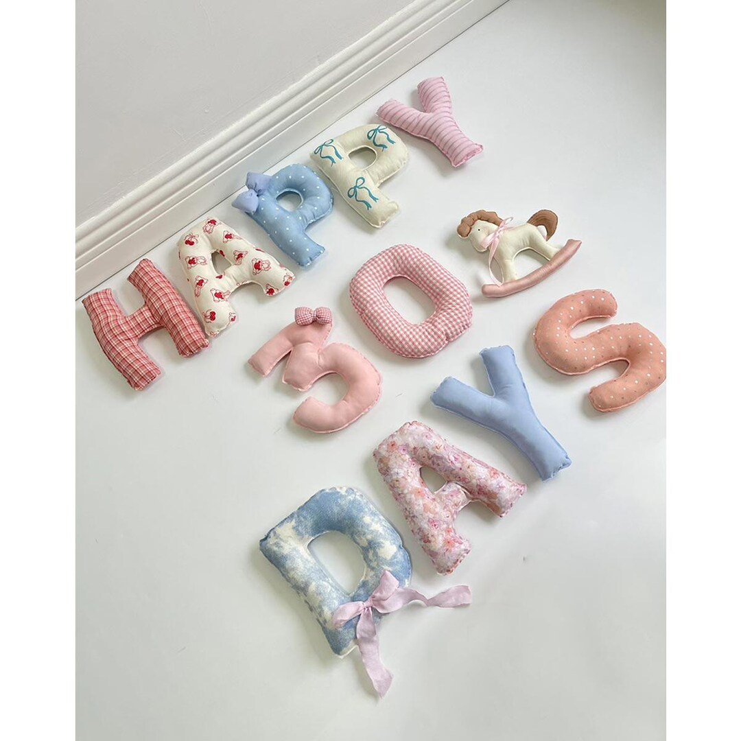 Custom Stuffed Letter Name Banner:fabric Baby Girl 1st Birthday Sign ...