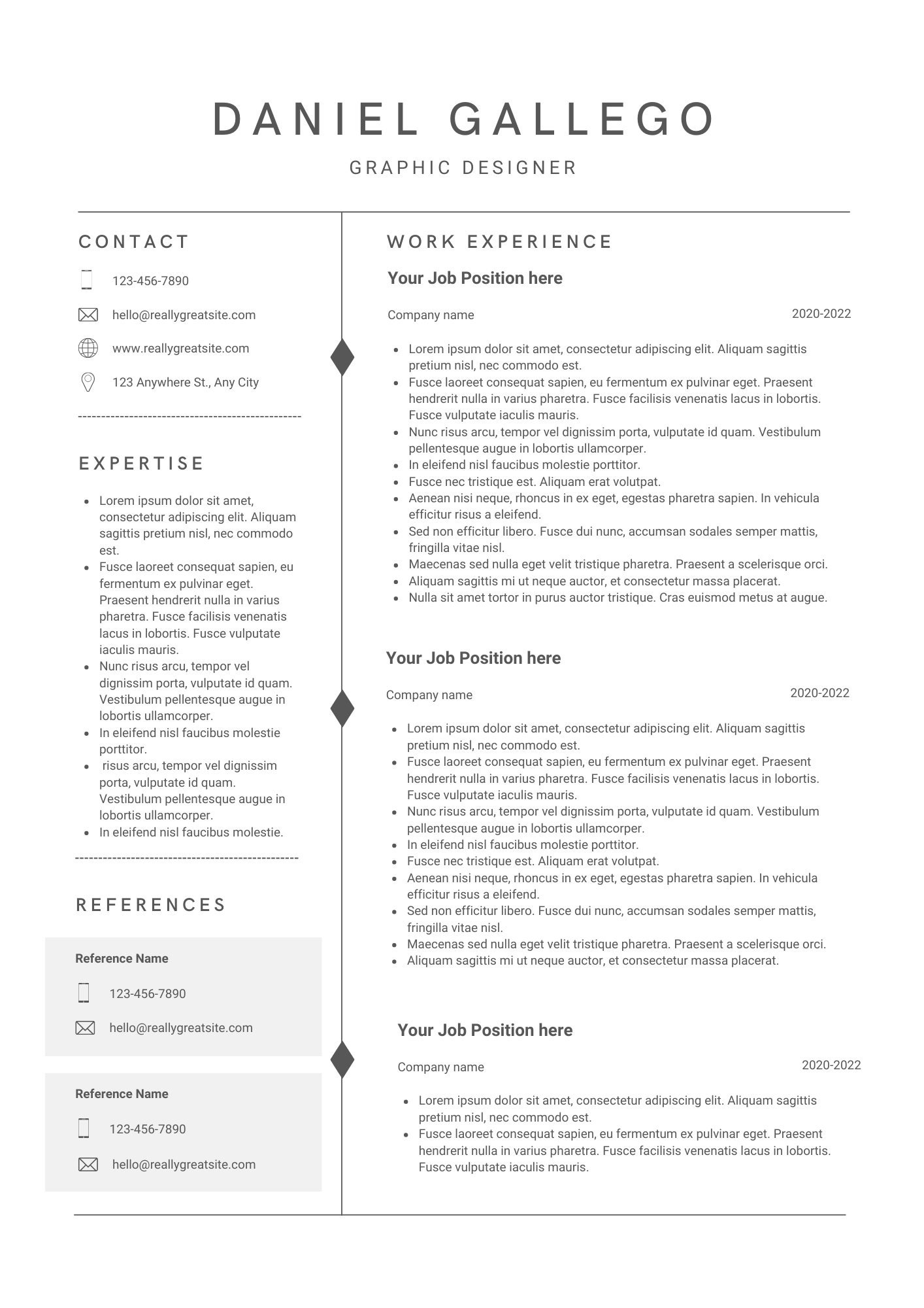 Resume Template, Resume With Cover Letter, Printable Resume Template ...