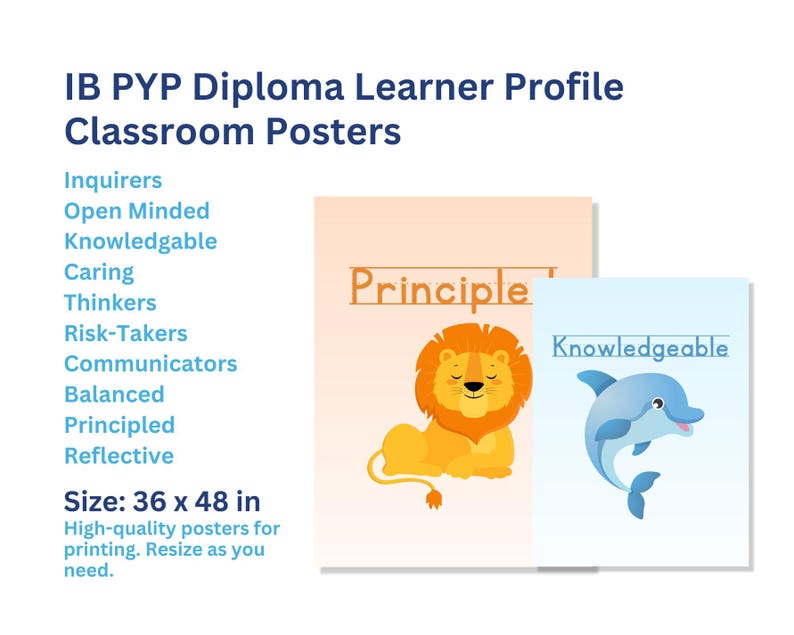 IB PYP Learner Profile Printable Posters Classroom Posters IB Diploma ...