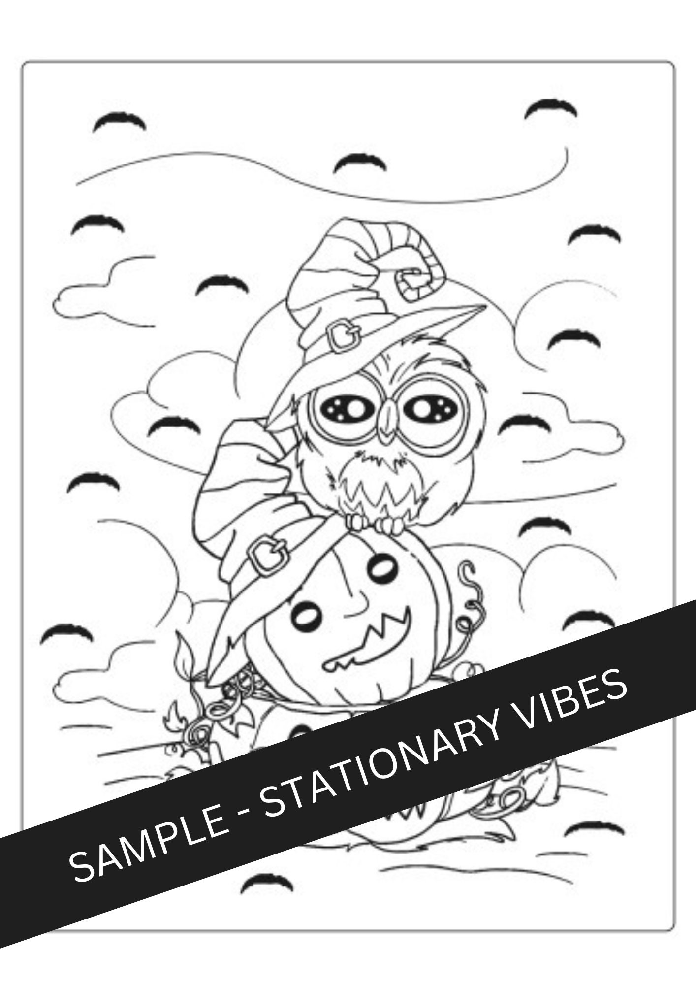 Halloween Coloring Pages PDF Printable (50 Page Digital Colouring Book ...