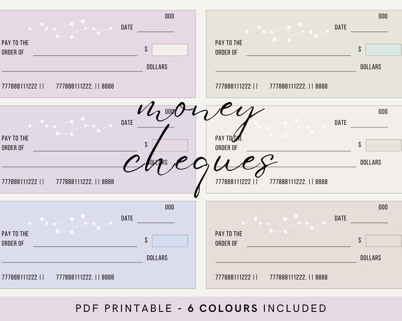 Printable Money Checks, Money Cheques Check, Vision Board Kit ...