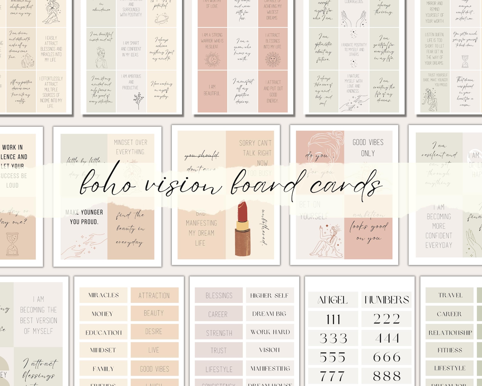 Boho Vision Board Kit for Entrepreneurs, 2026 Vision Board Printable ...