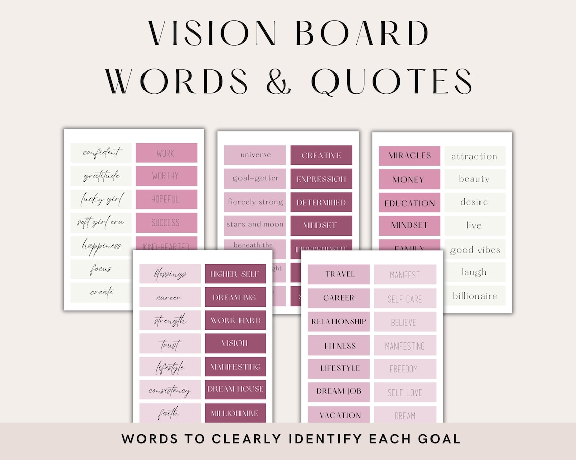 Pink Printable Vision Board Kit, Vision Board Valentines Board, Prayer ...
