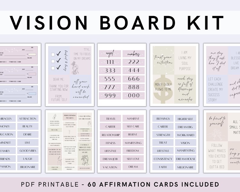 Vision Board Kit Printable Mood Board Dream Board - Etsy