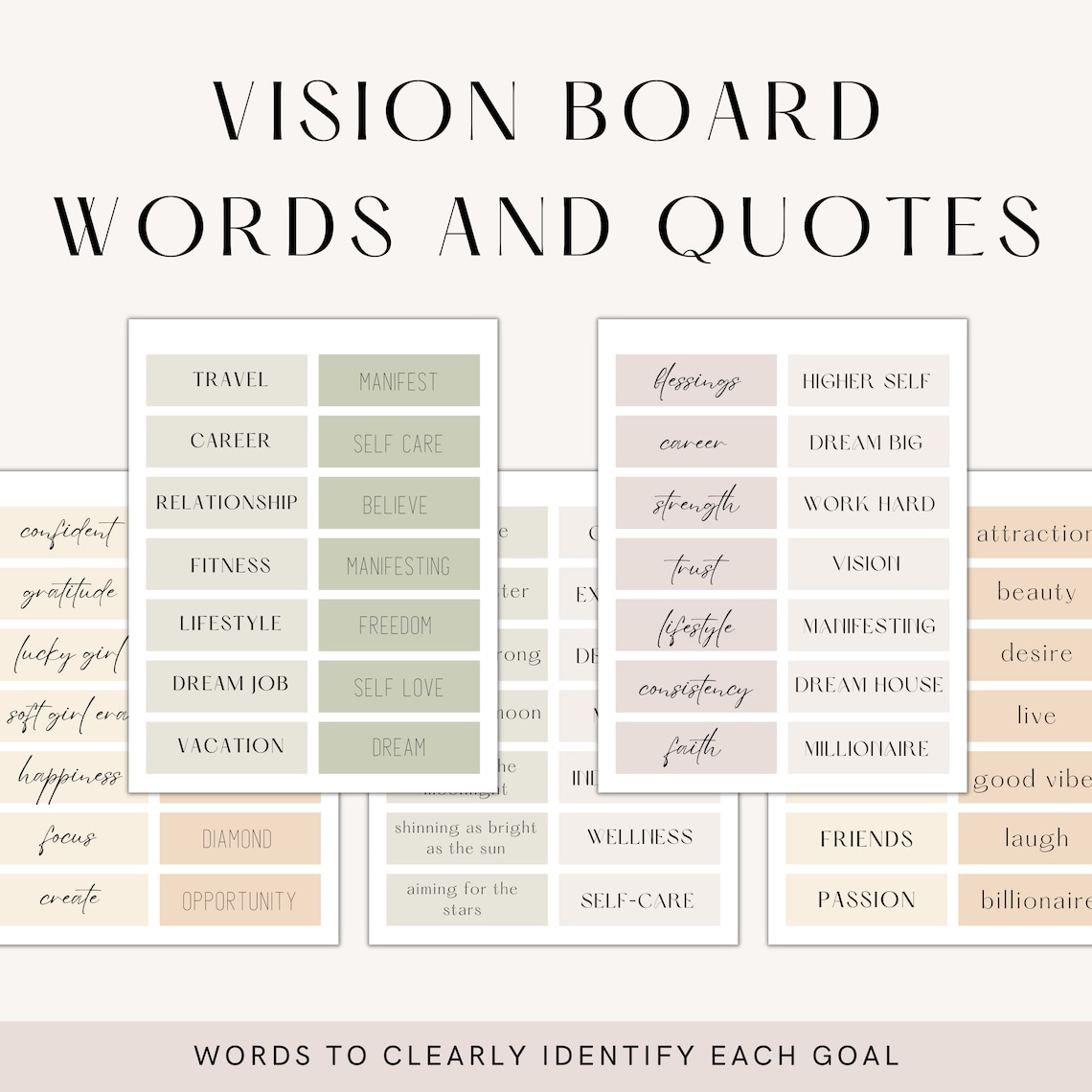 2025 Vision Board Words, Vision Board Kit, Vision Board Printables ...