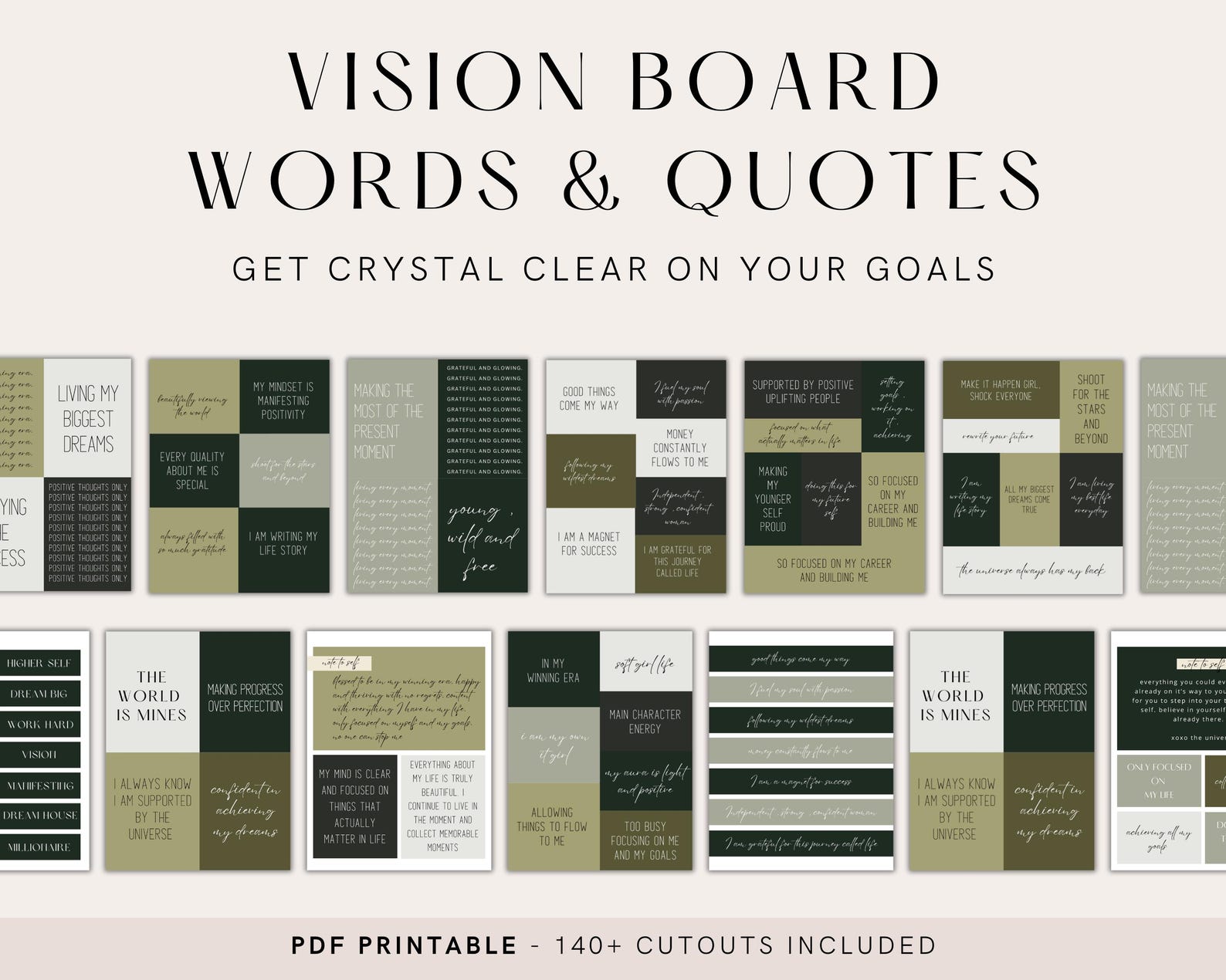 2025 Green Vision Board Kit Printable, Vision Board Planner, Vision ...