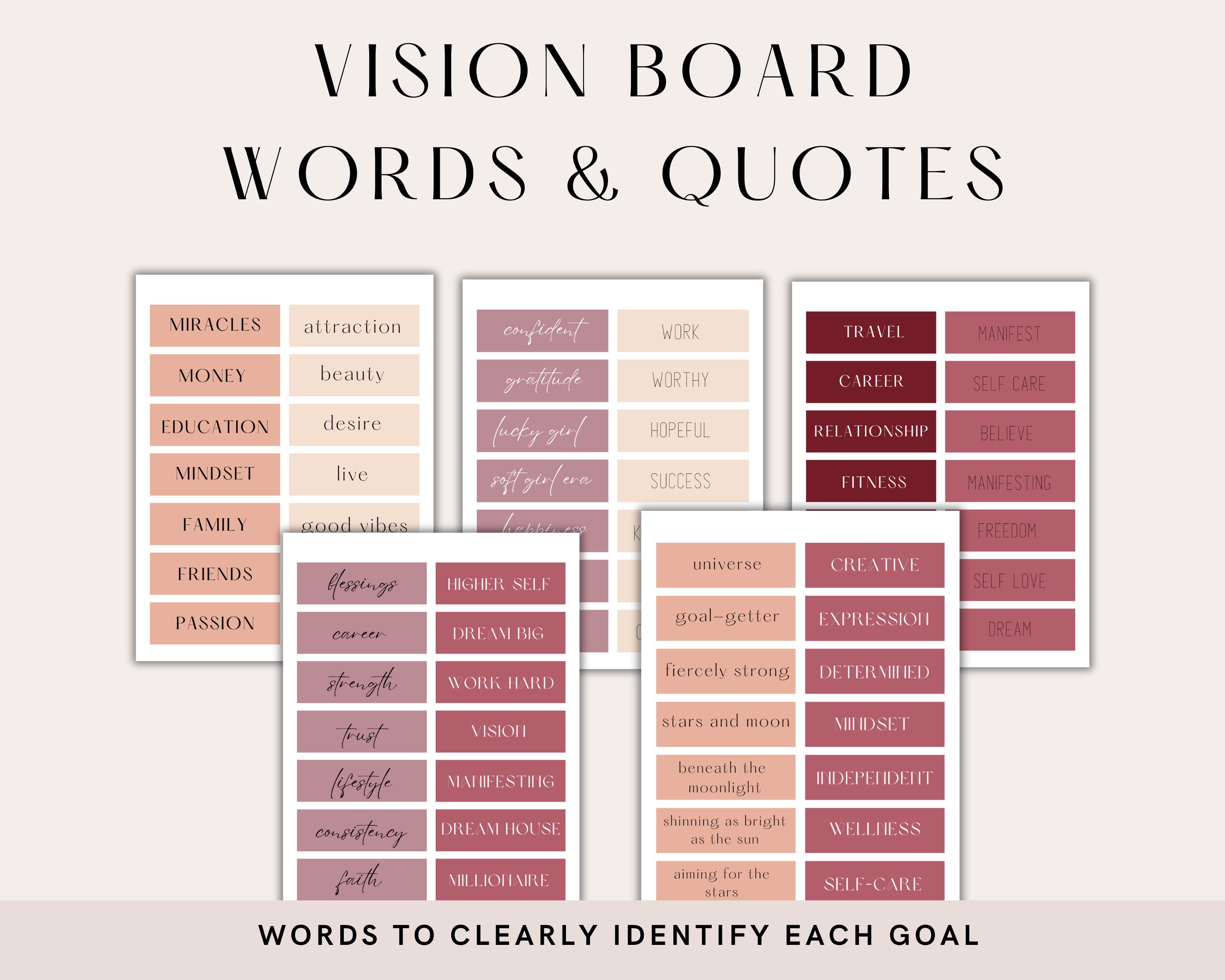 2025 Printable Vision Board Words, Vision Board Valentine Board, Vision ...