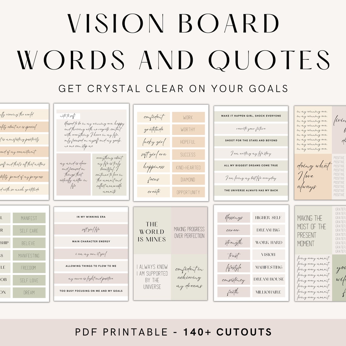 2025 Vision Board Words, Vision Board Kit, Vision Board Printables ...