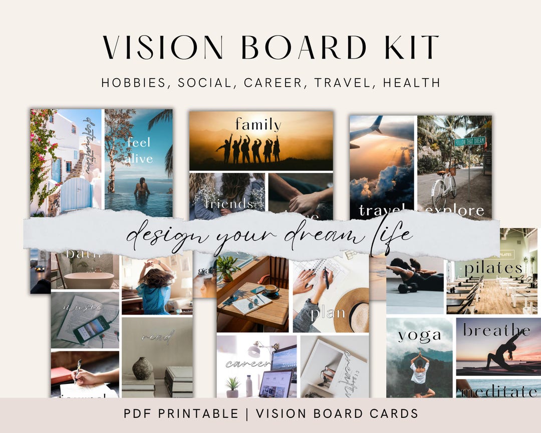 2025 Vision Board Kit Printable, Vision Board Planner, Vision Board ...
