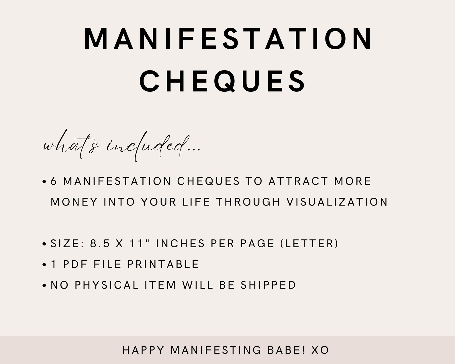 Manifestation Checks, Manifestation Cheques, Printable Check ...