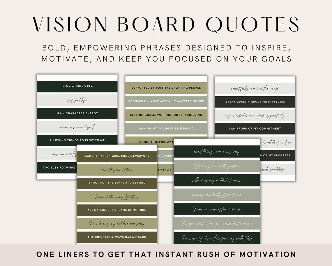 2025 Green Vision Board Kit Printable, Vision Board Planner, Vision ...