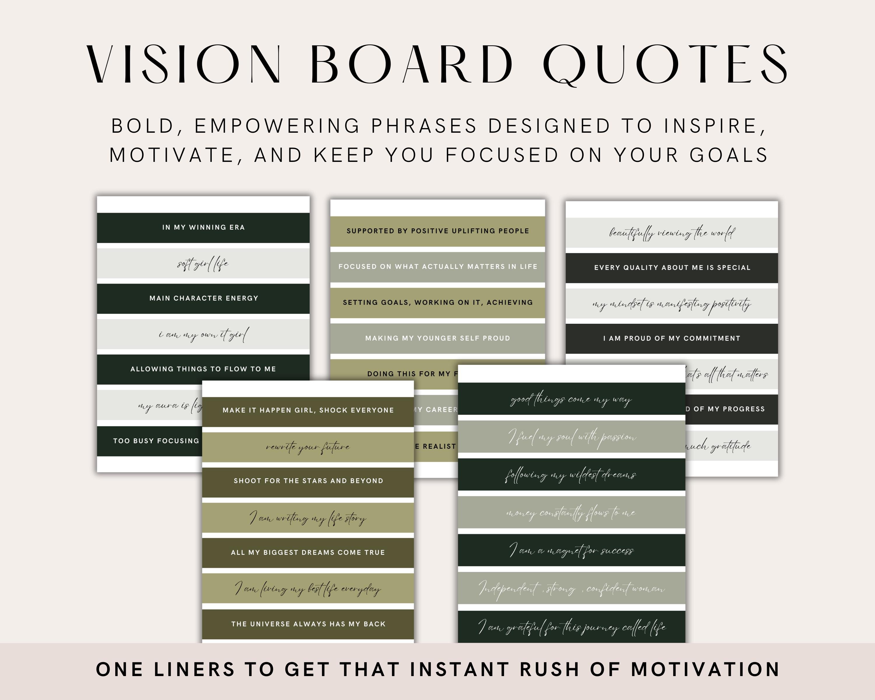 2025 Green Vision Board Kit Printable, Vision Board Planner, Vision ...