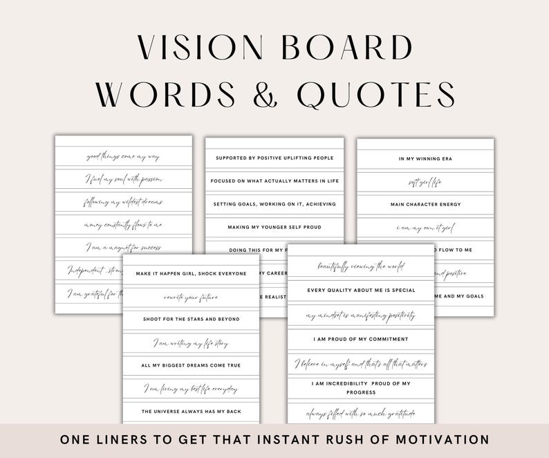 Black & White Vision Board Words, Vision Board Kit, Vision Board ...