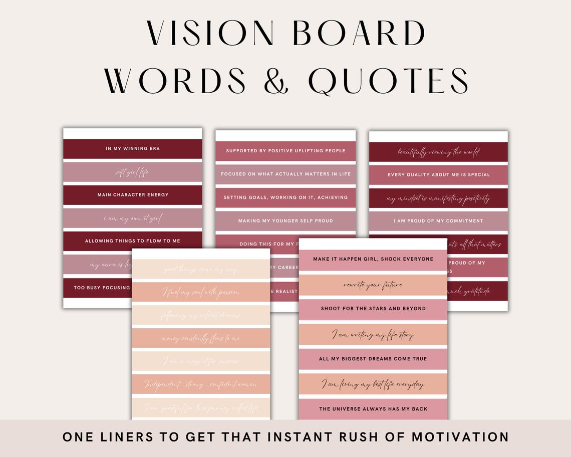 2025 Printable Vision Board Words, Vision Board Valentine Board, Vision ...