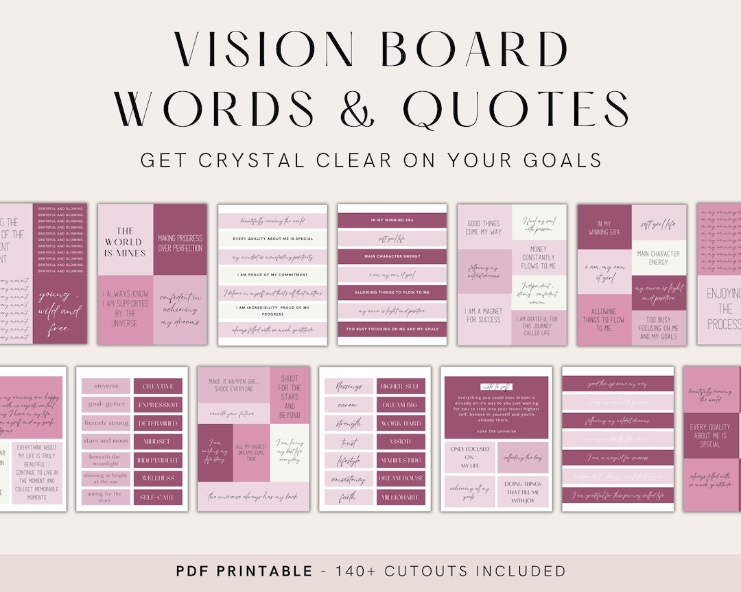 Pink Printable Vision Board Kit, Vision Board Valentines Board, Prayer ...