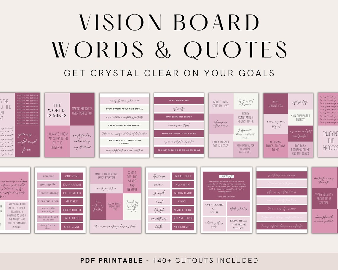 Pink Printable Vision Board Kit, Vision Board Valentines Board, Prayer ...