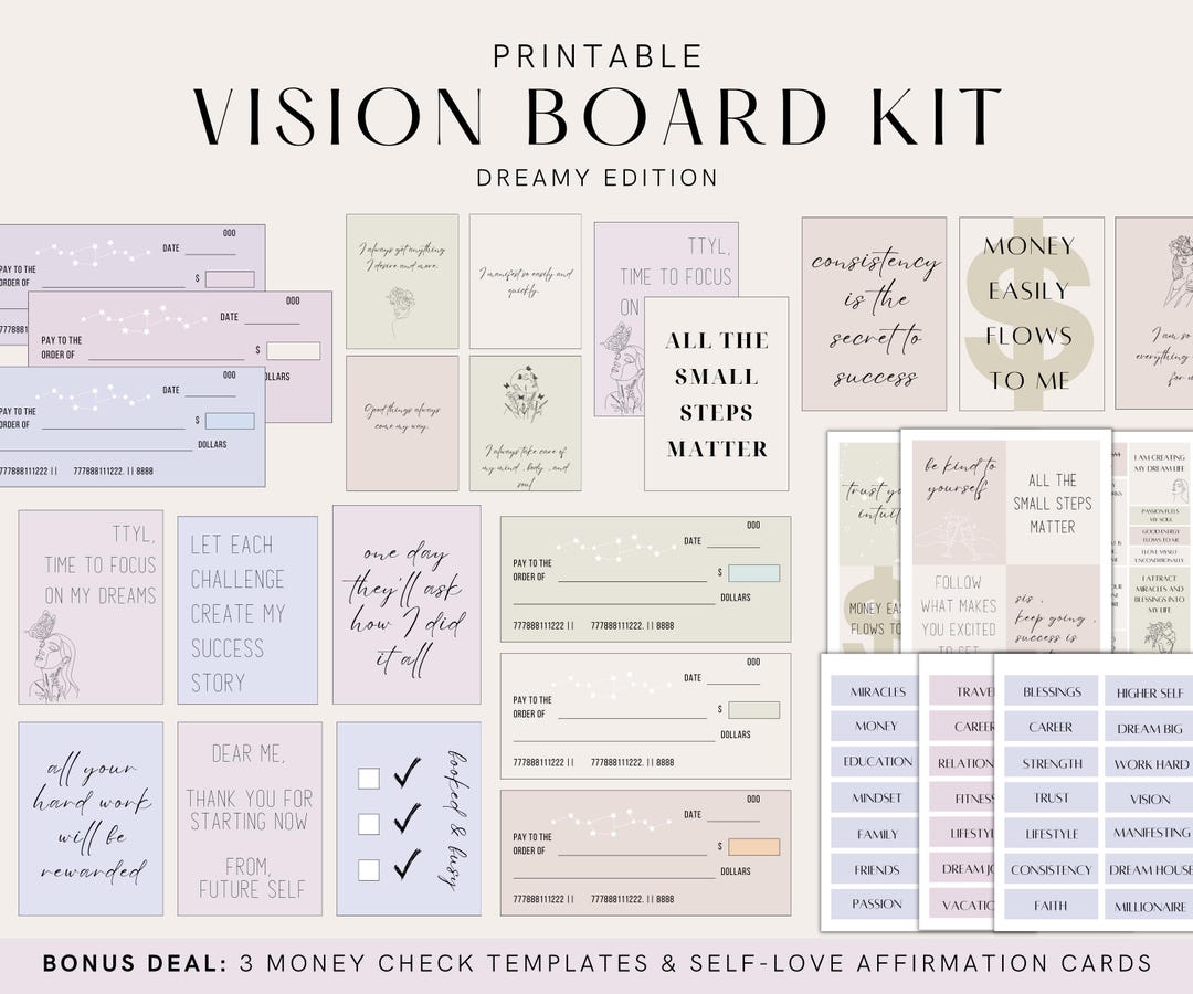 2025 Vision Board Kit Printables, Vision Board Words, Vision Board ...