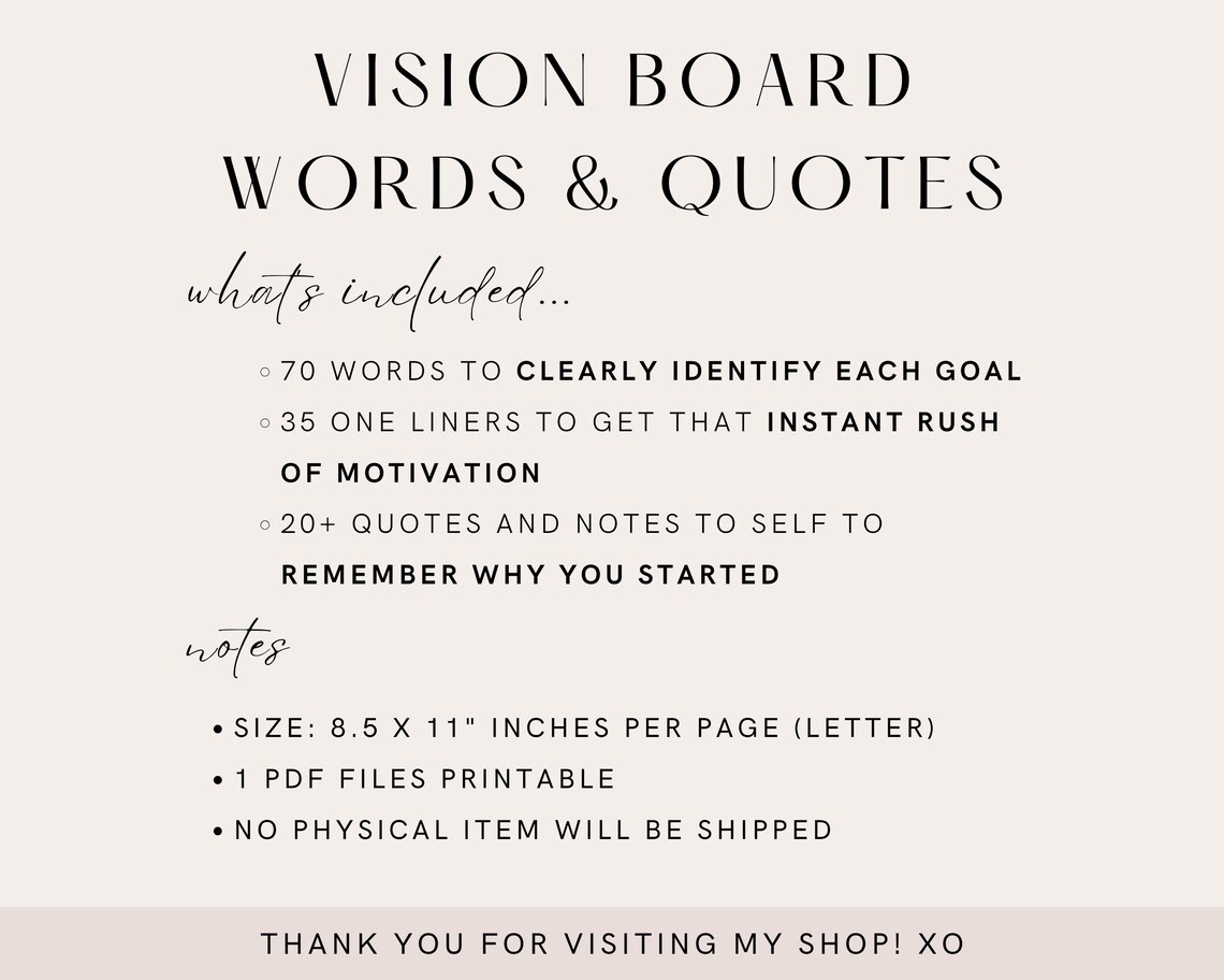 Dusty Rose Spring Vision Board Words, Printable Vision Board Kit ...