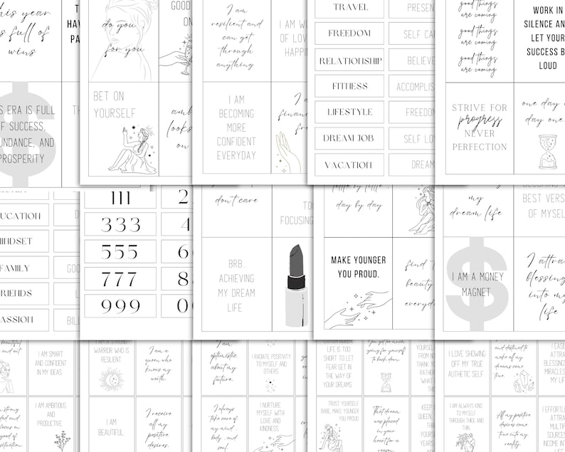 Black & White Vision Board Kit, 2026 Printable Vision Board Kit, Prayer ...