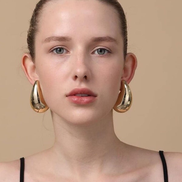 Chunky Hoop Earrings Gold - Etsy