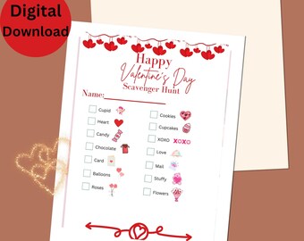 Valentine's Day Scavenger Hunt Printable Valentine's Day Game Valentine ...