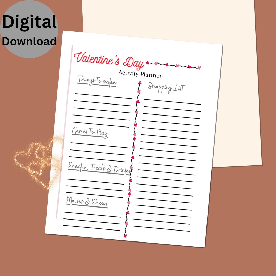 Valentine's Day Planner, Valentine's Day Activity Planner, Valentine's ...
