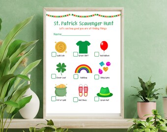 St. Patrick's Day SCAVENGER HUNT St. Patrick's Day Party Game Printable ...